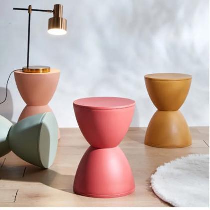 Modern Hourglass Shape Accent Stools In Various Colors on Luulla