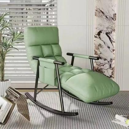 Modern Comfortable Rocking Chair With Padded Armrests, Orange on Luulla