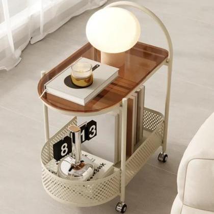 Modern 2-tier Rolling Cart With Lamp And Storage on Luulla
