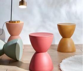 Modern Hourglass Shape Accent Stools In Various Colors on Luulla