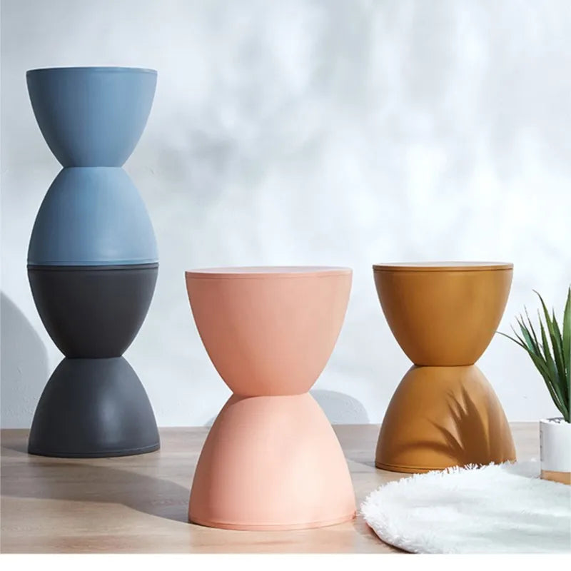 Modern Hourglass Shape Accent Stools In Various Colors on Luulla