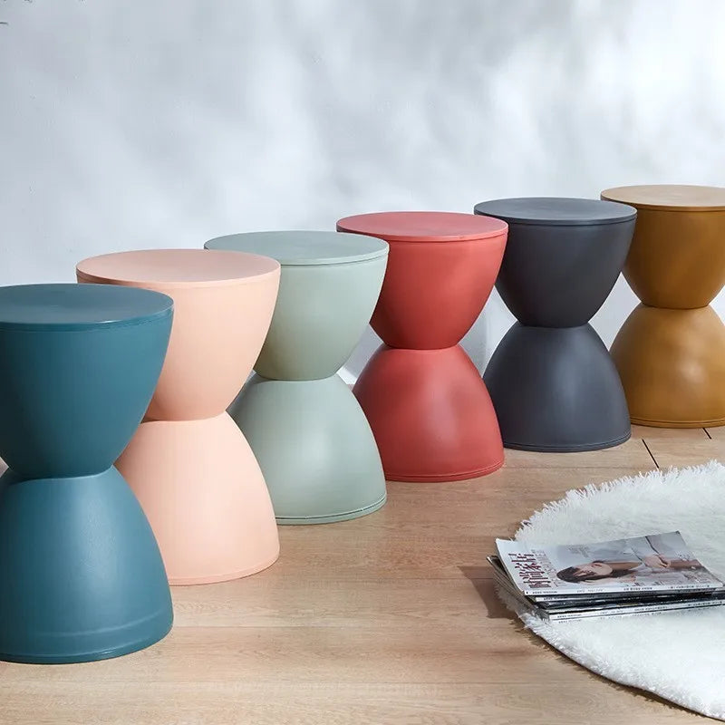 Modern Hourglass Shape Accent Stools In Various Colors on Luulla