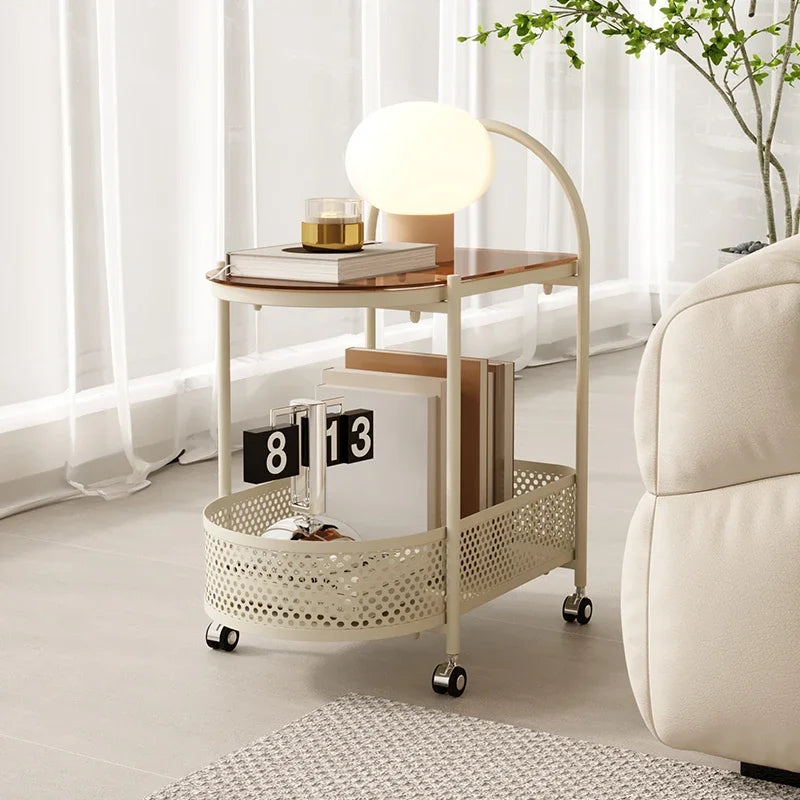 Modern 2-tier Rolling Cart With Lamp And Storage on Luulla