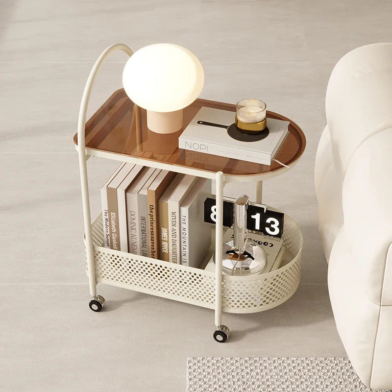 Modern 2-tier Rolling Cart With Lamp And Storage on Luulla
