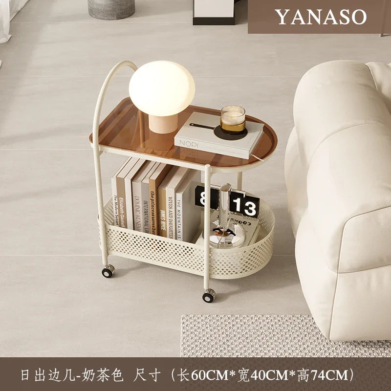 Modern 2-tier Rolling Cart With Lamp And Storage on Luulla