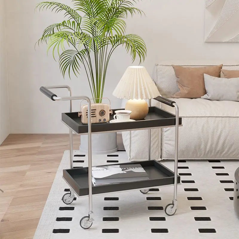 Modern 2-tier Rolling Bar Cart With Locking Wheels on Luulla