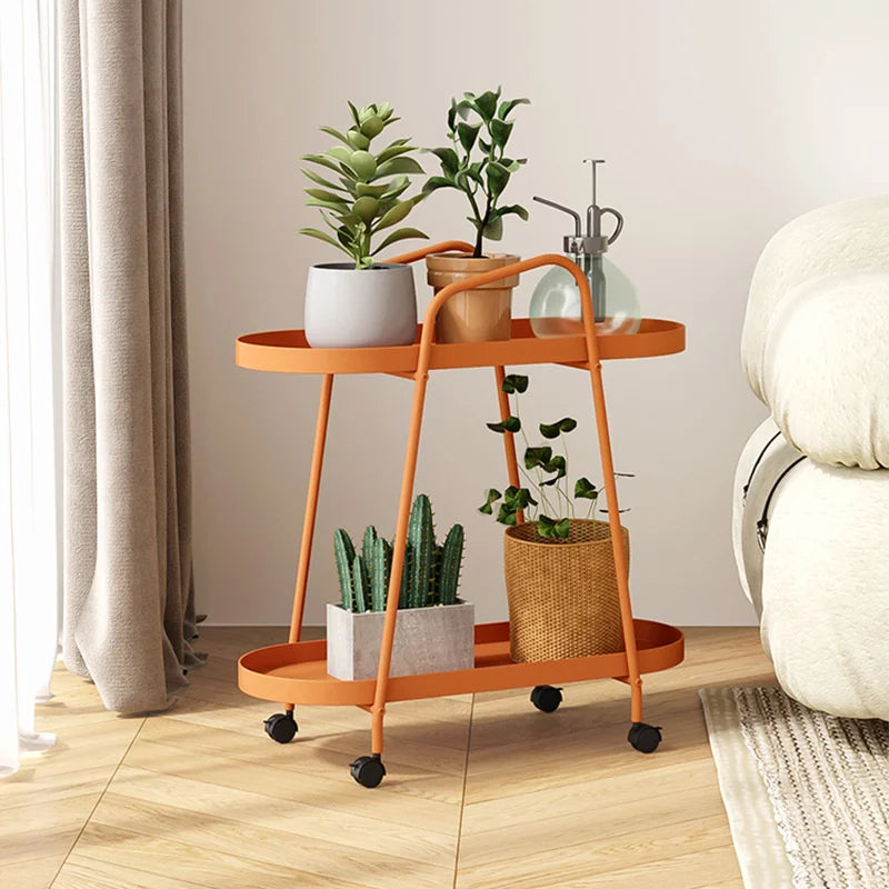 Modern Rolling Plant Stand With Two Circular Shelves on Luulla