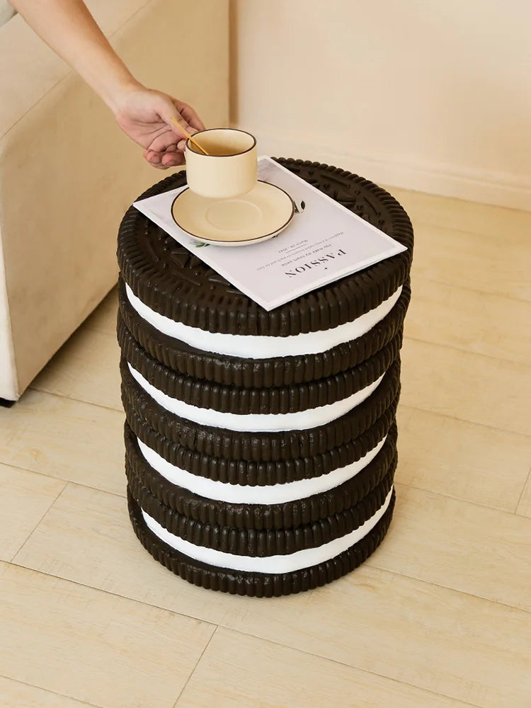 Modern Black And White Braided Tire End Table on Luulla