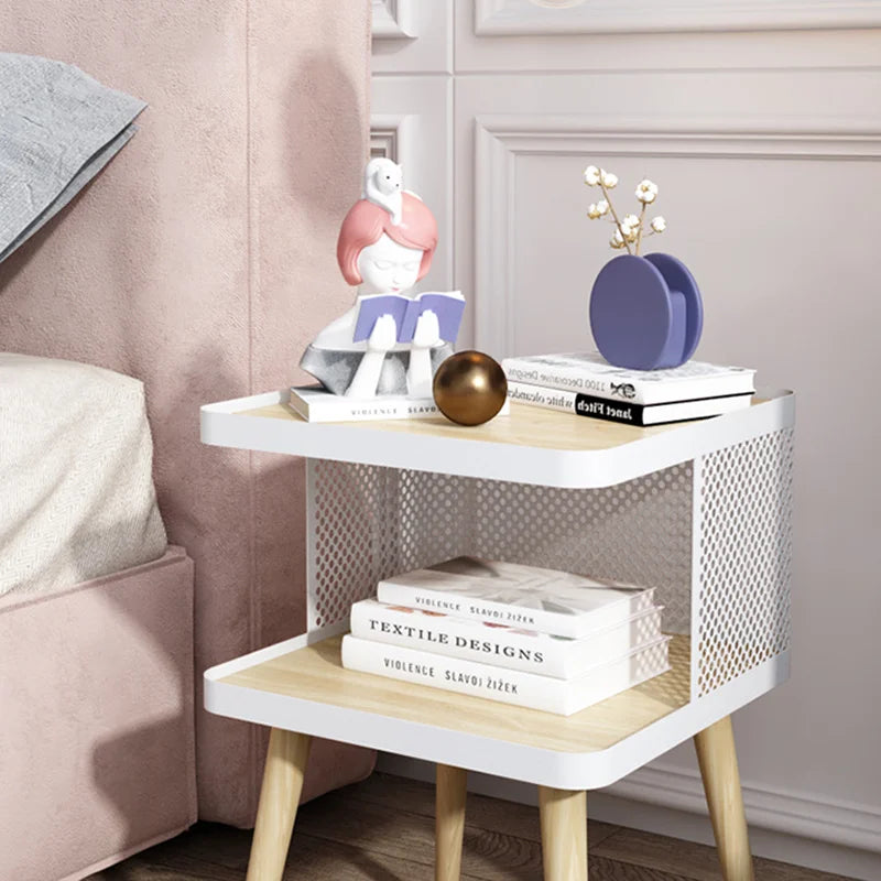Modern Two-tier Wooden Bedside Table With Storage on Luulla