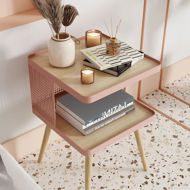 Modern Two-tier Wooden Bedside Table With Storage on Luulla