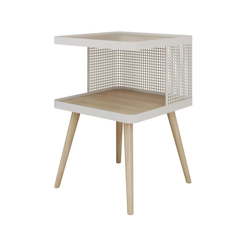 Modern Two-tier Wooden Bedside Table With Storage on Luulla
