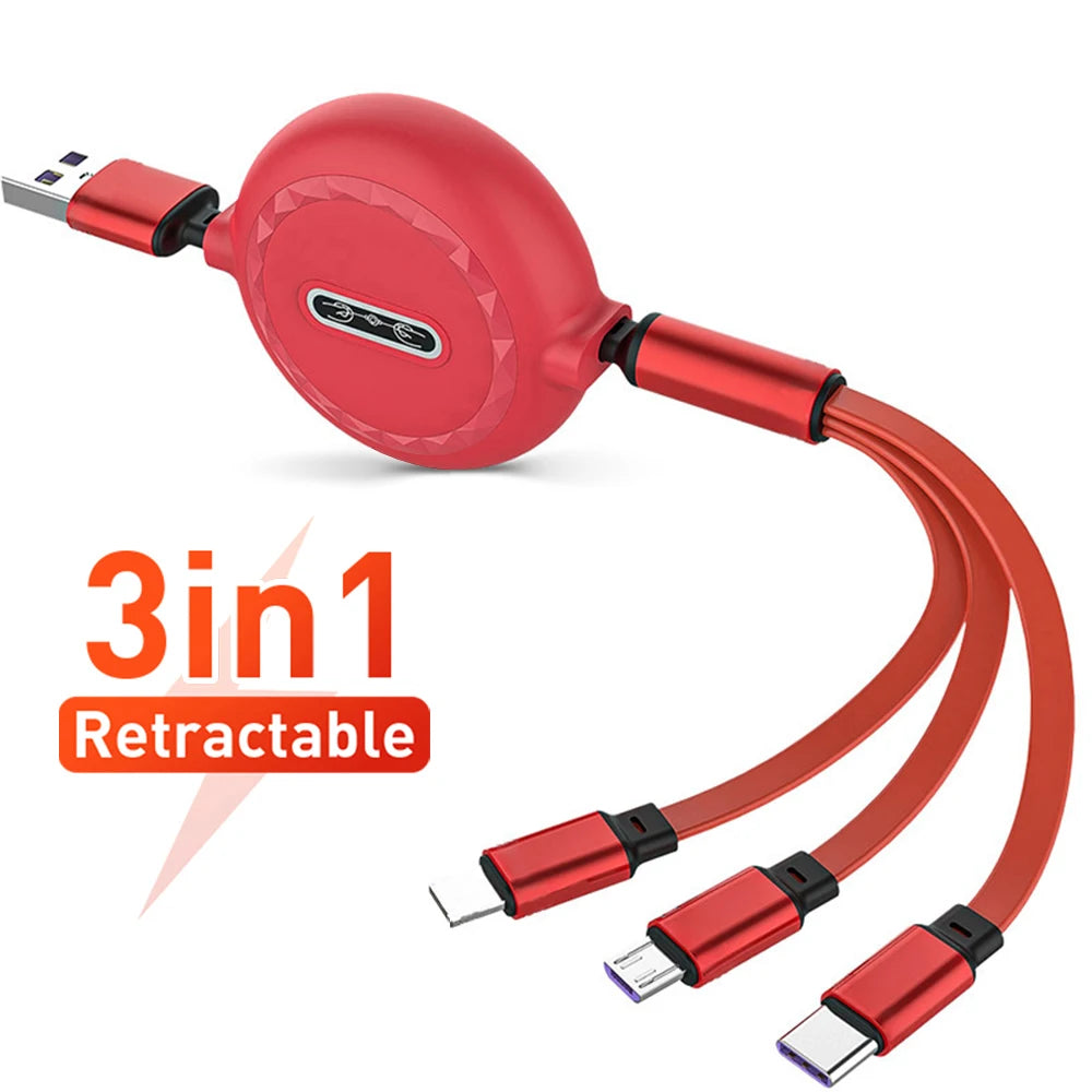 Retractable 3-in-1 Charging Cable For Multiple Devices on Luulla