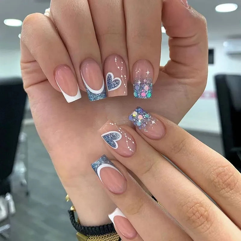 Stylish Glitter Acrylic Nail Art Design Tips