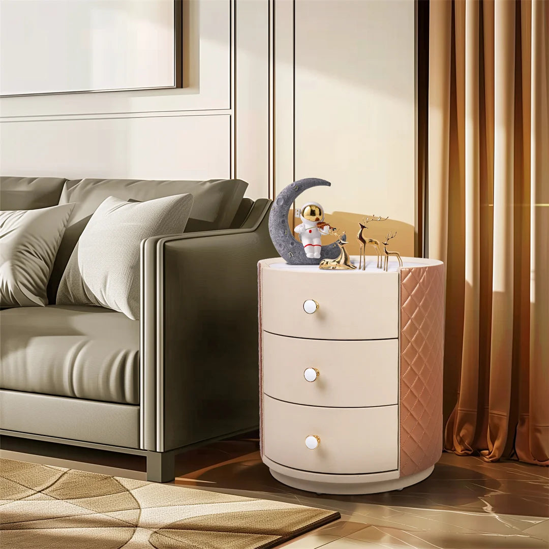 Luxurious Quilted Bedside Table With Gold Accents on Luulla
