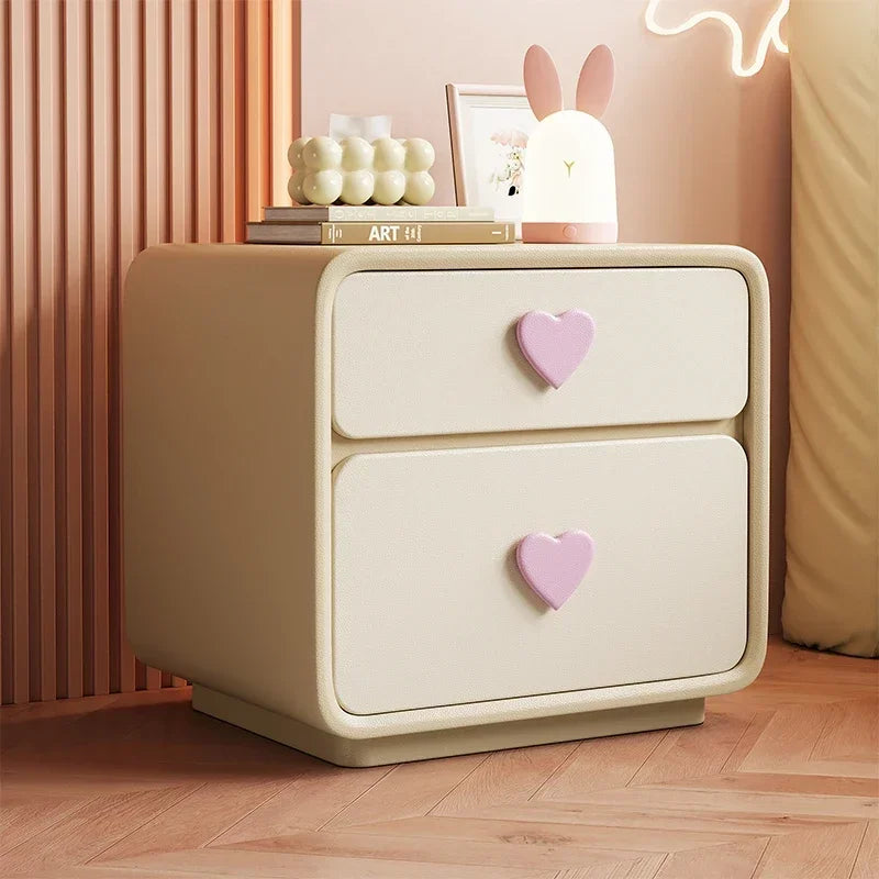 Stylish Heart Handles Two drawer Nightstand For Bedroom on Luulla