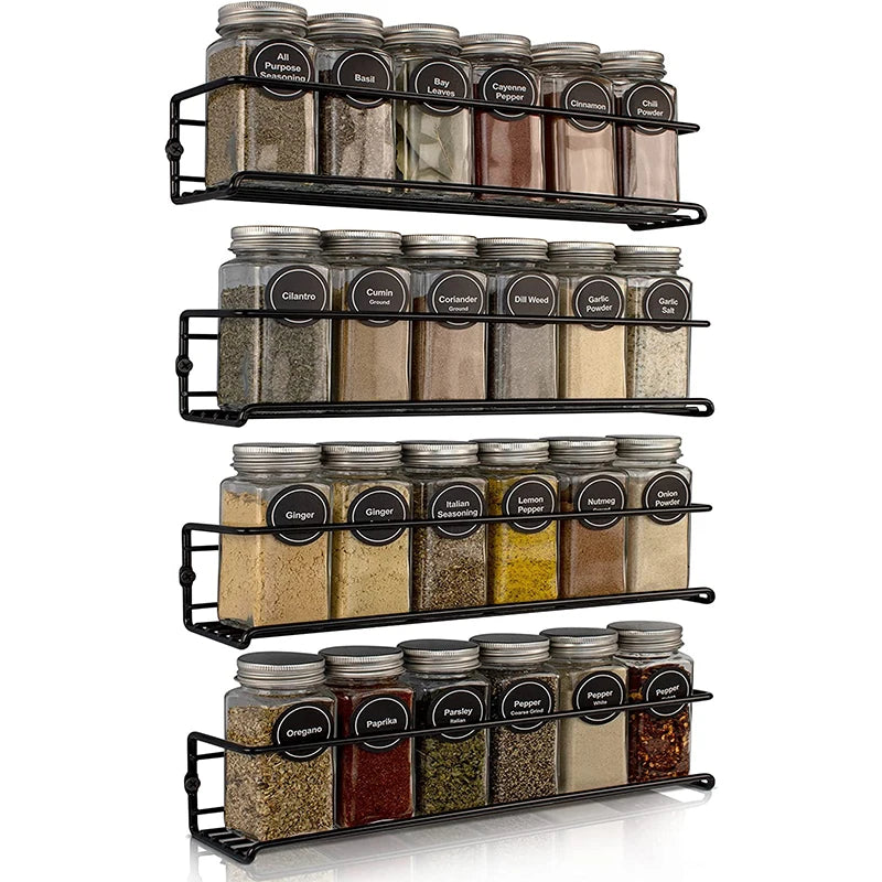Wall-mounted 4-tier Spice Rack With Labels on Luulla