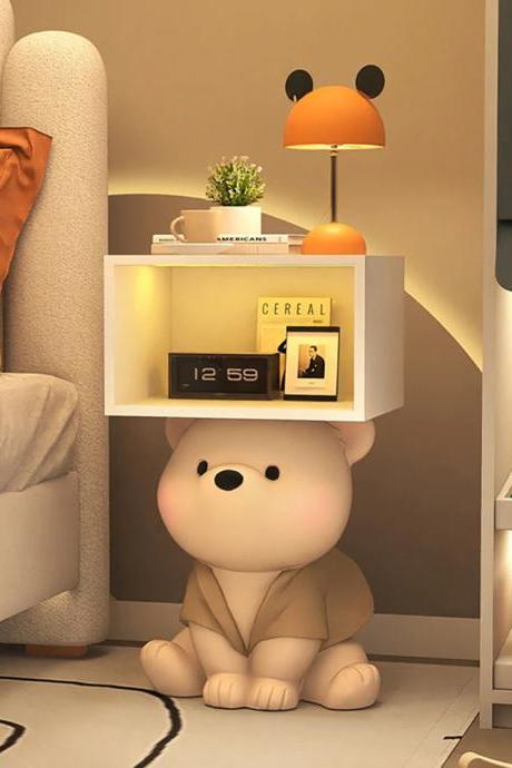 Bear-themed Led Nightstand With Storage Shelf on Luulla