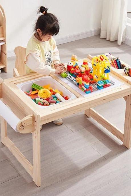Wooden Kids Activity Table With Storage Bins on Luulla