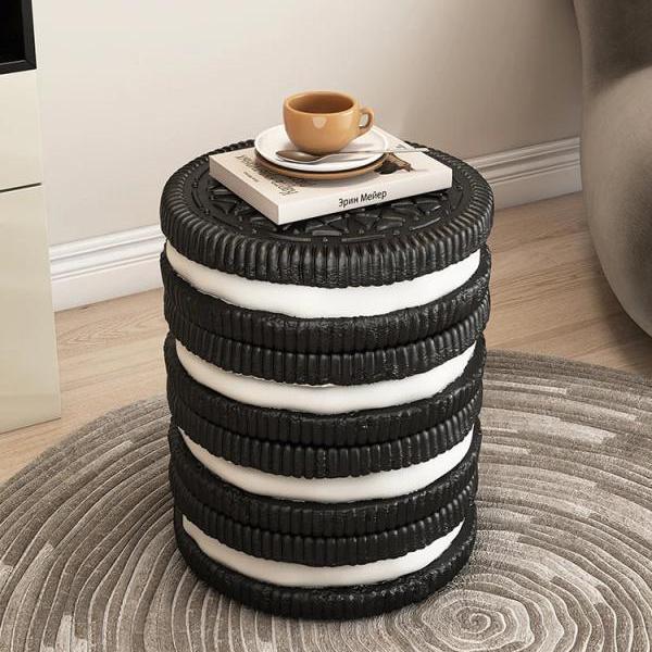Modern Black And White Braided Tire End Table on Luulla