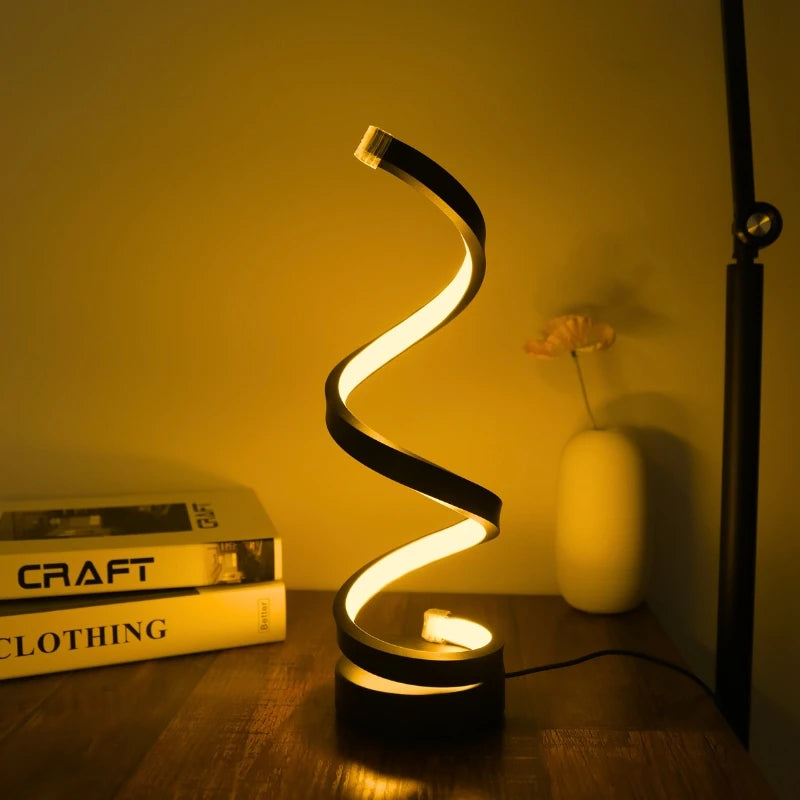 Spiral Led Table Lamp Modern Ambient Lighting Bedroom Decor on Luulla