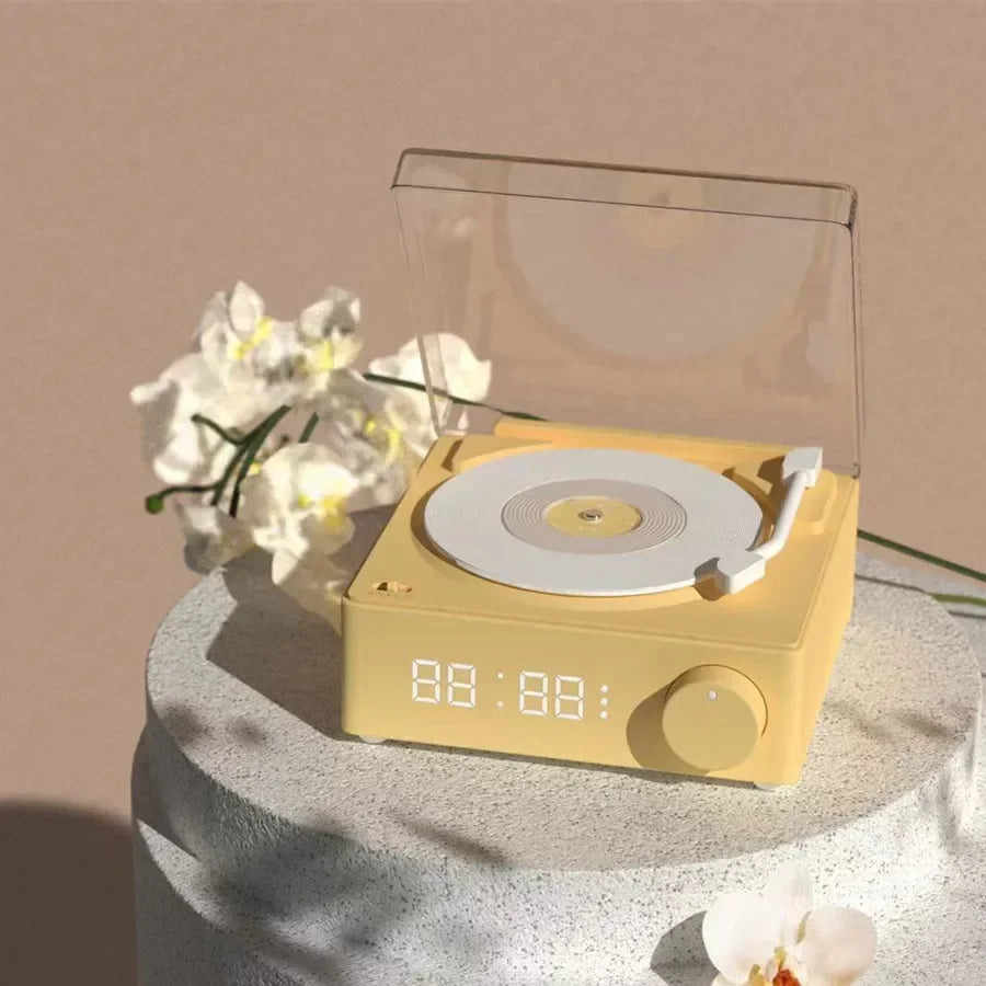 Vintage-inspired Portable Turntable With Modern Digital Clock on Luulla