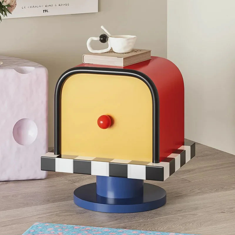 Modern Abstract Design Nightstand With Single Drawer on Luulla