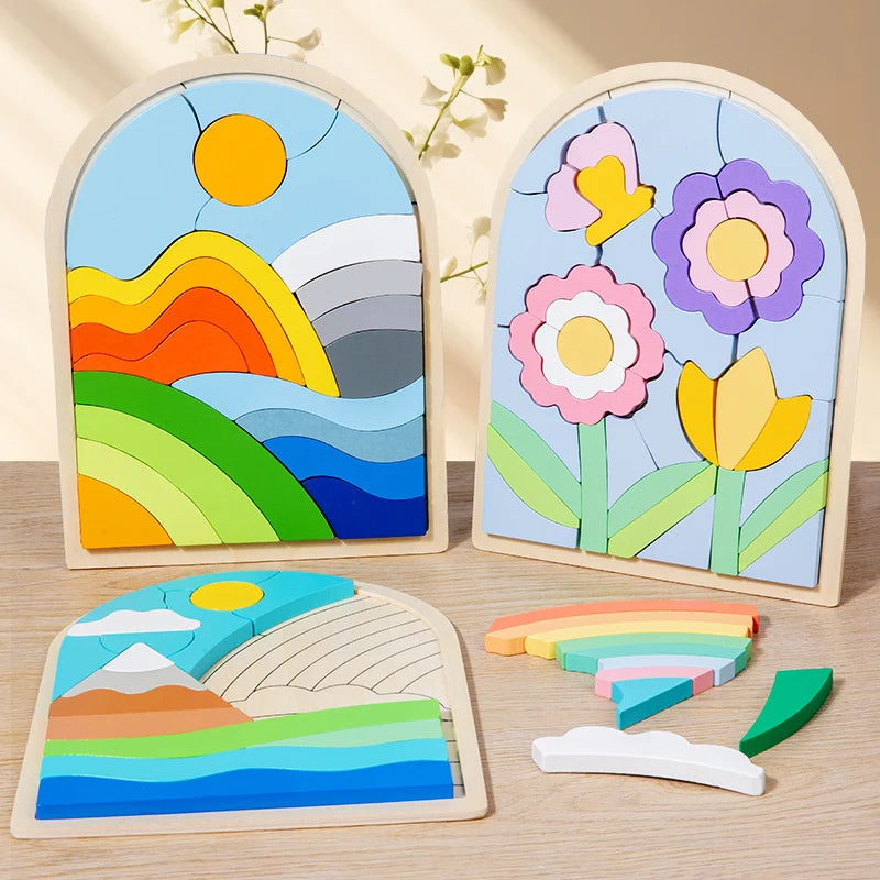 Colorful Wooden Puzzles For Kids Educational Toy Set on Luulla