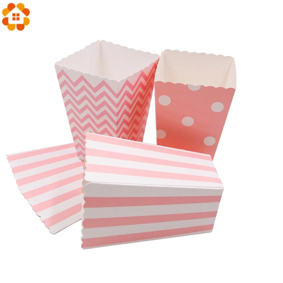 Decorative Pink Popcorn Boxes For Parties, Pack Of 12 on Luulla
