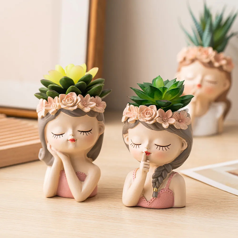 Decorative Female Figurine Ceramic Succulent Planter Pots on Luulla