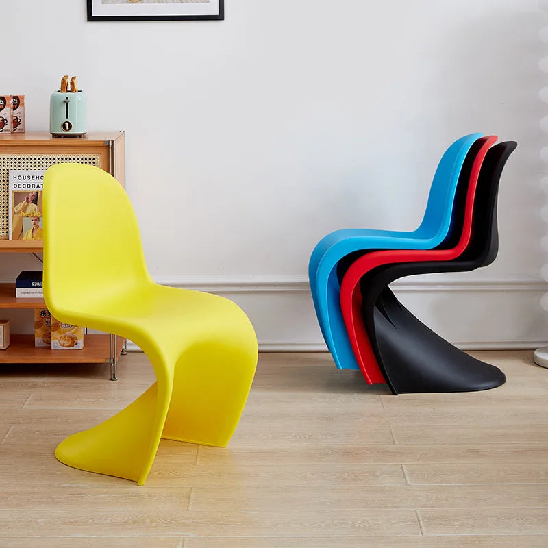 Modern Stackable S-shaped Plastic Dining Chairs Set on Luulla