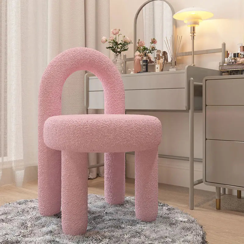 Modern Pink Fuzzy Arch-backed Vanity Chair Furniture on Luulla