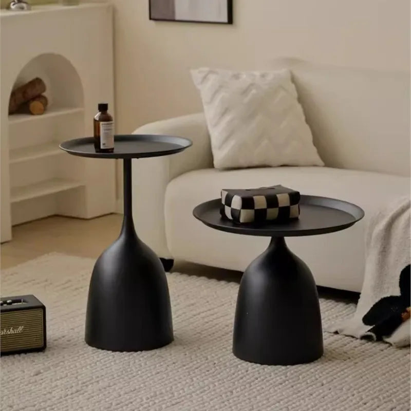 Modern Black Round Top Metal Base Side Tables on Luulla