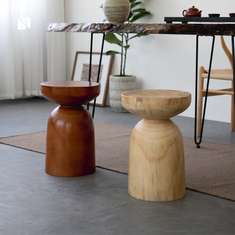 Handcrafted Solid Wood Round Stool Side Tables on Luulla