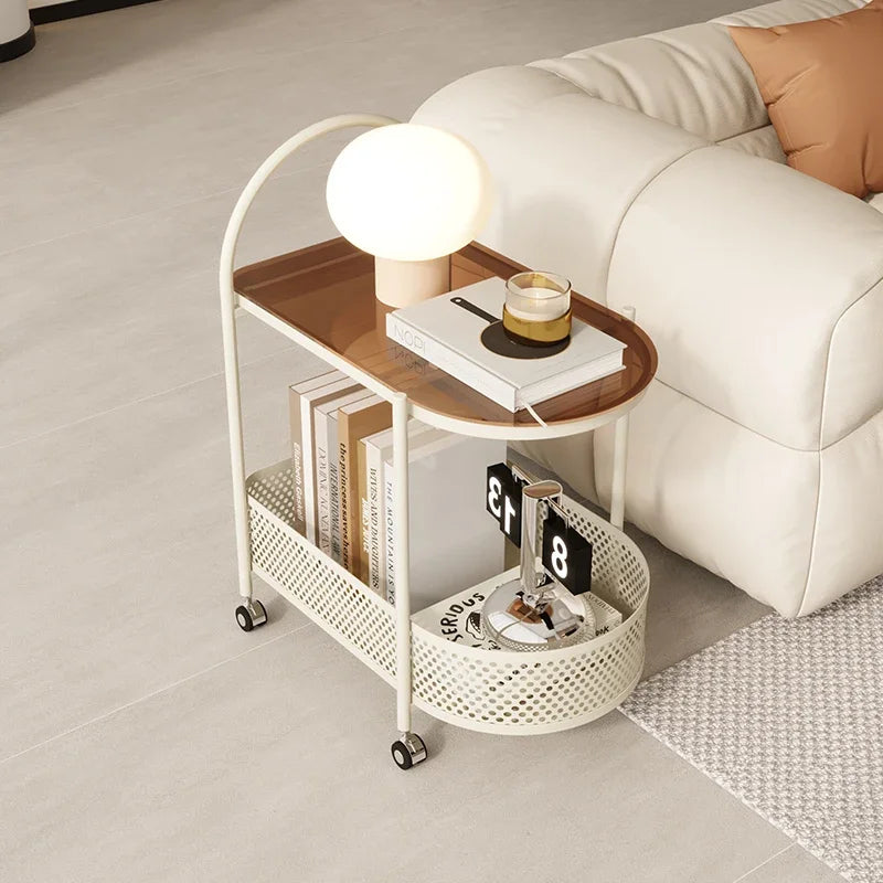 Modern 2-tier Rolling Cart With Lamp And Storage on Luulla