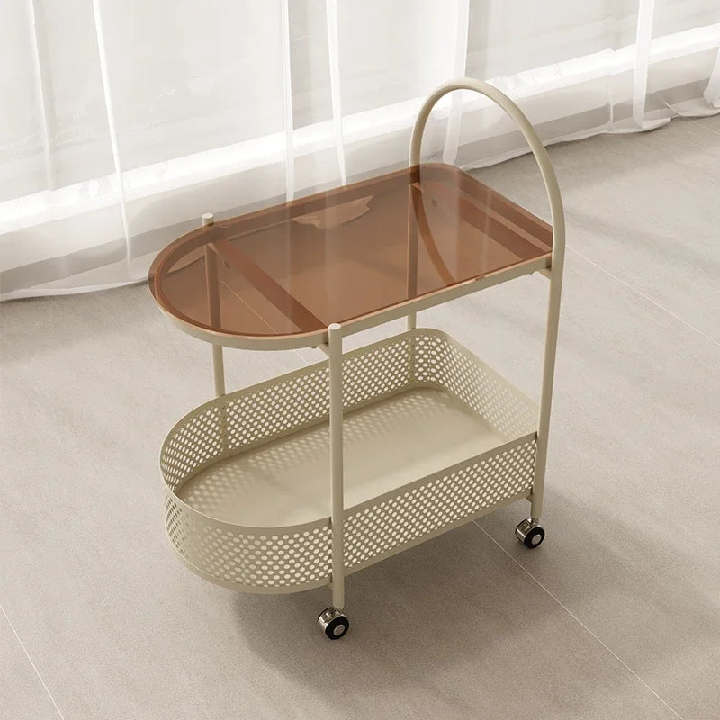 Modern 2-tier Rolling Cart With Lamp And Storage on Luulla