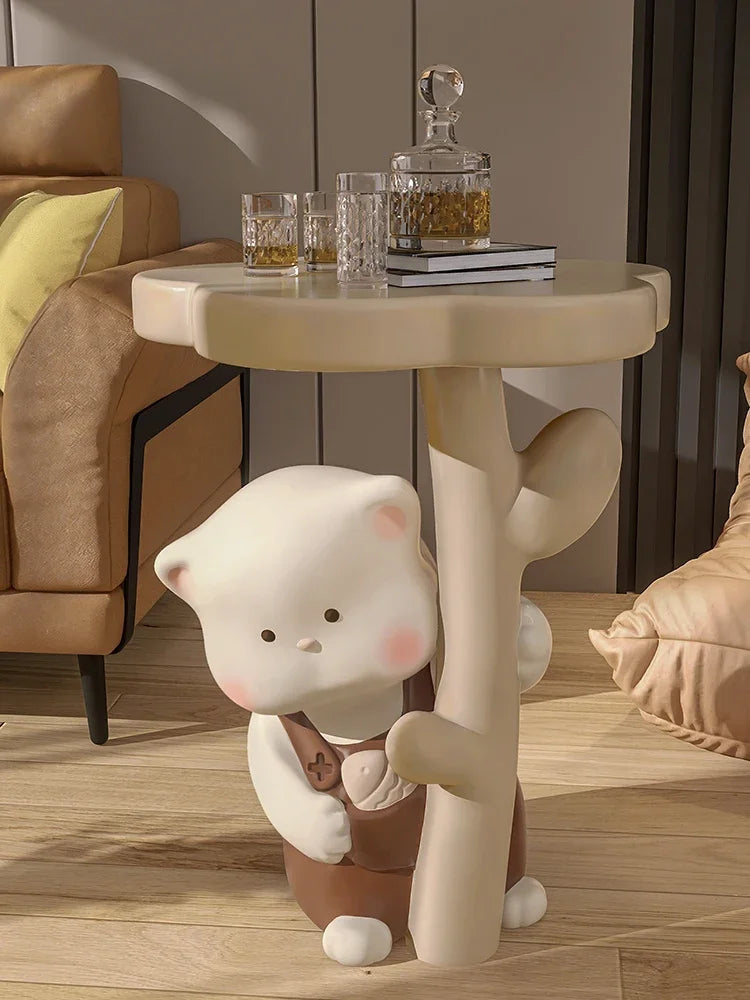 Cute Bear Design Wooden Side Table For Living Room on Luulla