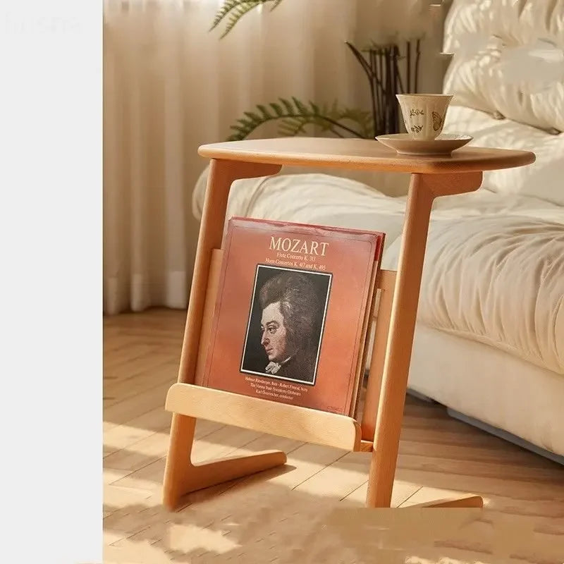 Wooden Bedside Magazine Rack With Integrated Cup Holder on Luulla