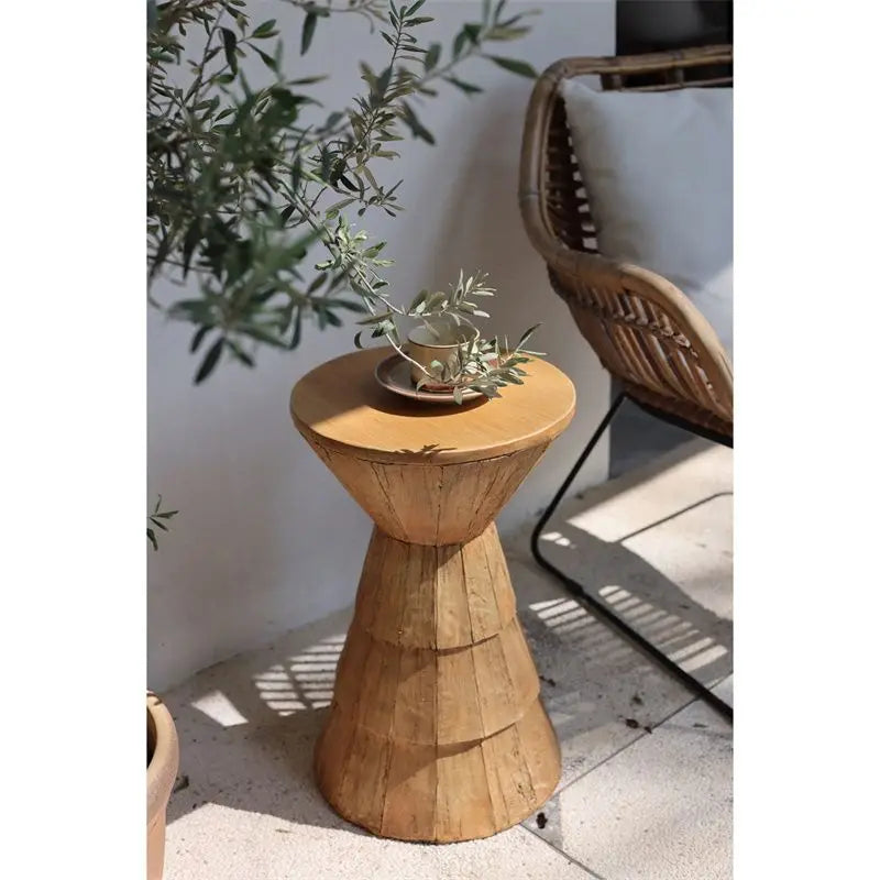 Natural Wooden Hourglass Stool Side Table Endpiece on Luulla