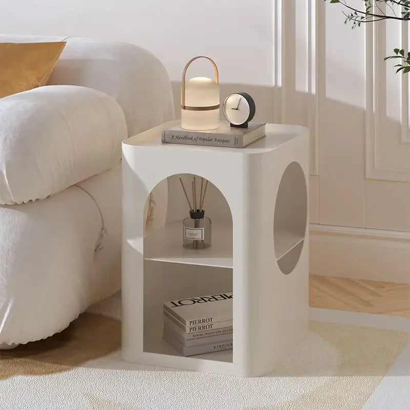 Modern Curved Bedside Table With Open Shelves on Luulla