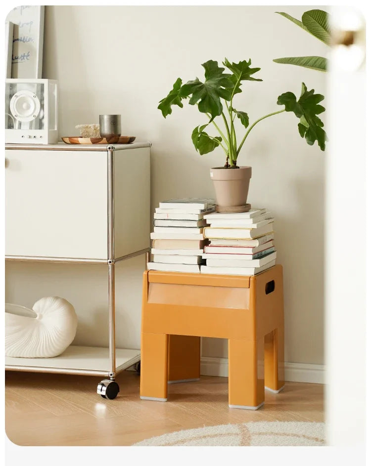 Modern Compact Orange Step Stool With Storage on Luulla