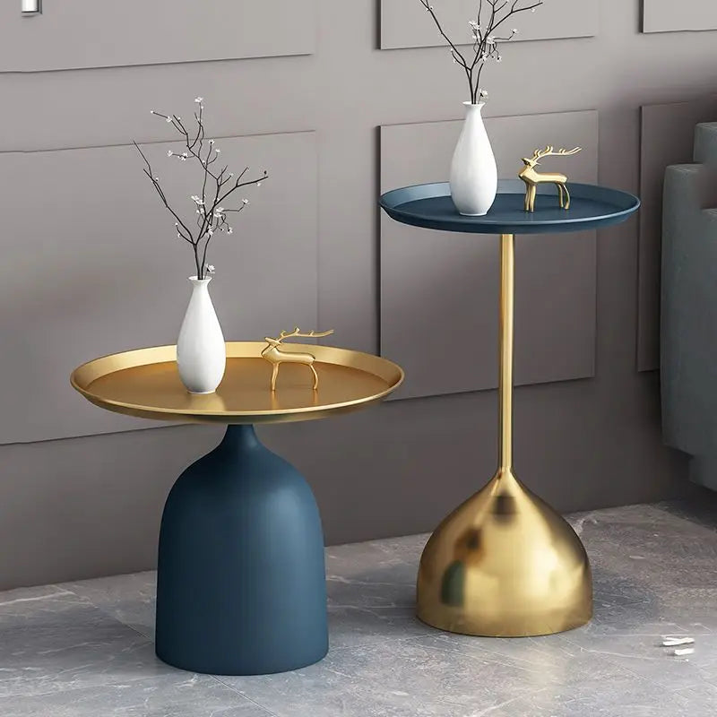 Modern Two-tiered Round Side Table With Gold Accents on Luulla