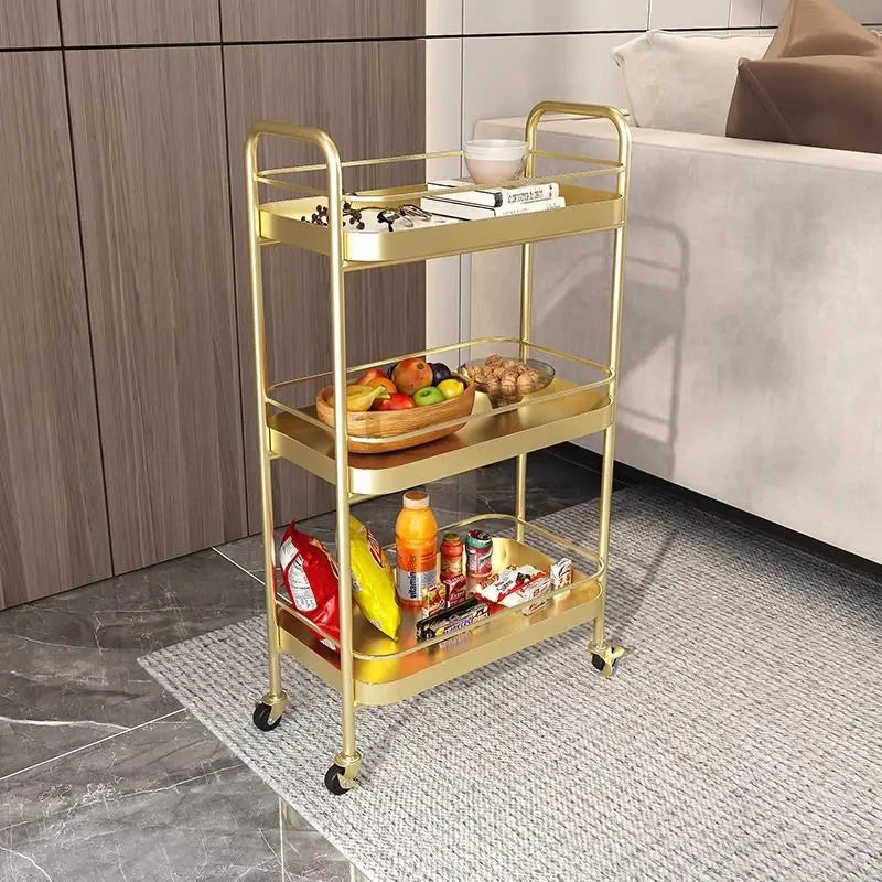 Luxe Gold Three-tier Rolling Kitchen Storage Cart on Luulla