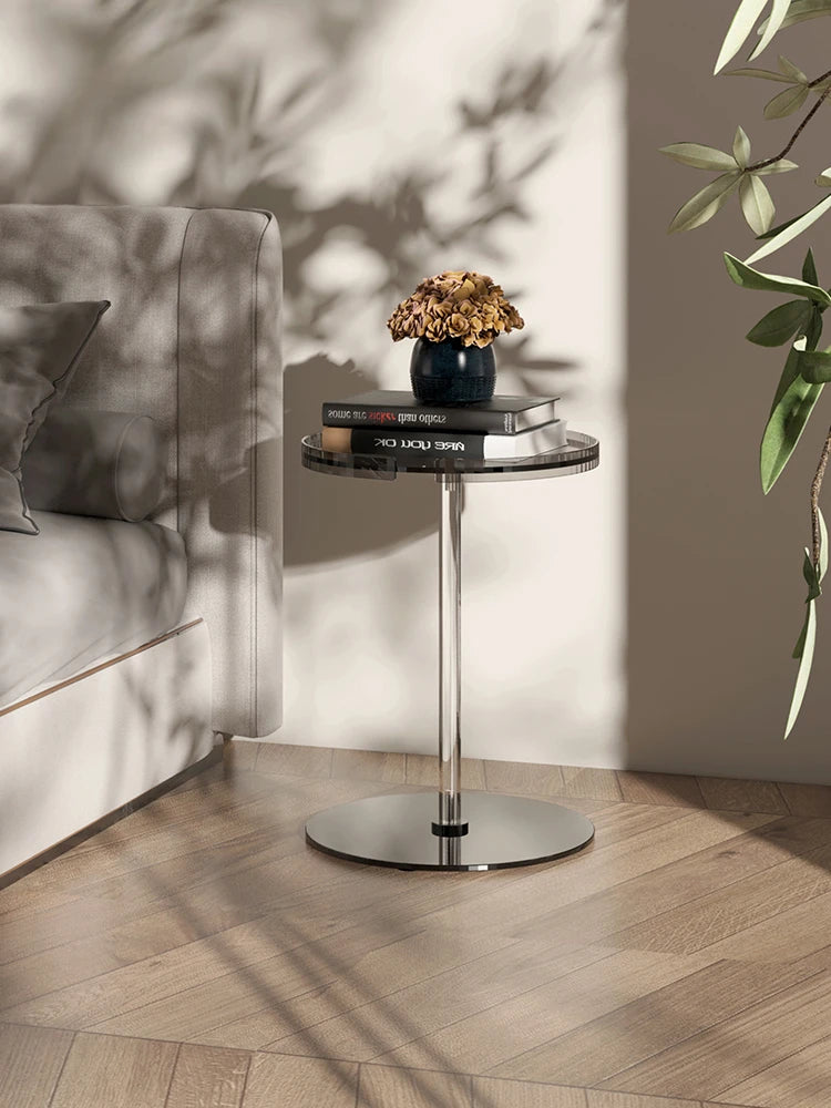 Modern Round Glass Top Side Table With Chrome Base on Luulla