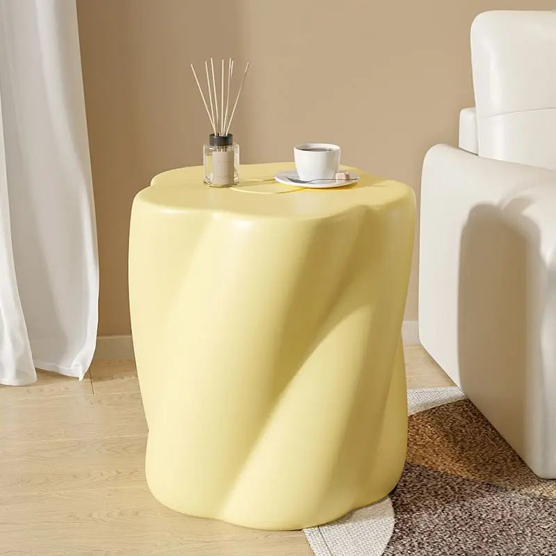 Modern Minimalist Yellow Side Table With Waved Design on Luulla