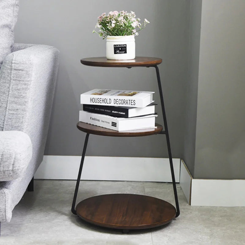 Modern 2-tier Round Wood Metal Side Table on Luulla
