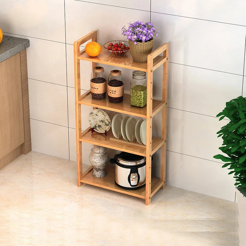 4-tier Bamboo Kitchen Storage Shelving Unit Organizer on Luulla