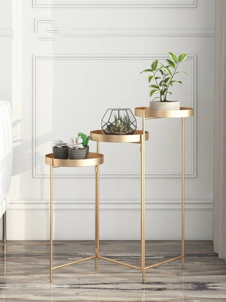 Modern Gold Metal Round Side Tables Set Of Two on Luulla