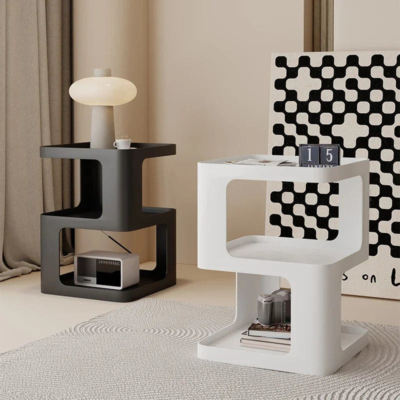 Modern Minimalist Side Table With Storage Shelves on Luulla