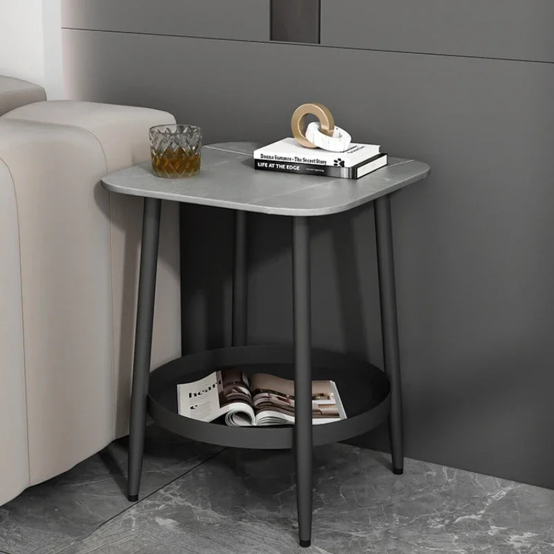 Modern Round Side Table With Lower Storage Shelf on Luulla