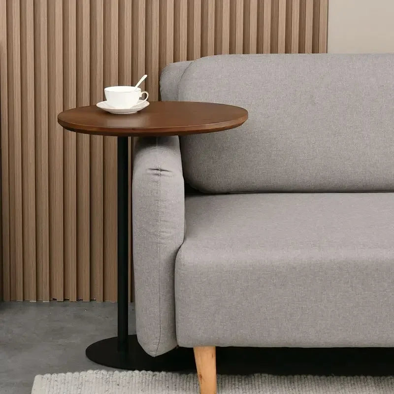 Modern Sofa Side Table With Round Wooden Top on Luulla